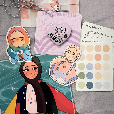 Purple Flowers Hijabi Cute Hijabi Stickers Islamic - Etsy