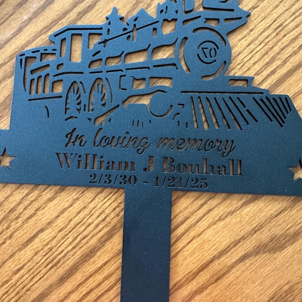Personalized Train Memorial Stake, Metal Stake, Train Sign, Train Gift ...