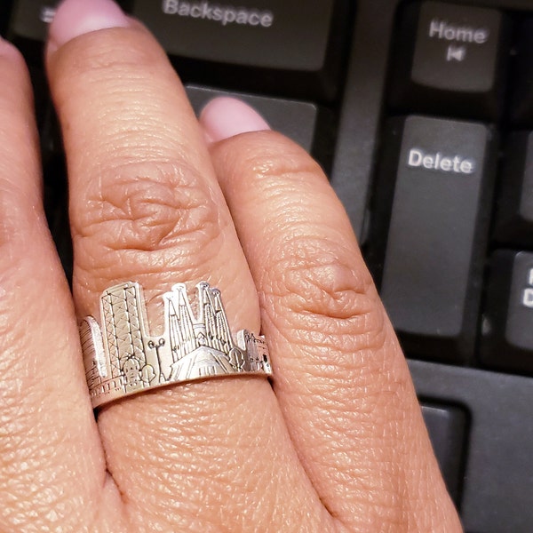 Your City Ring • Any Cityscape Ring • Travel Ring • Custom Silver Ring ...