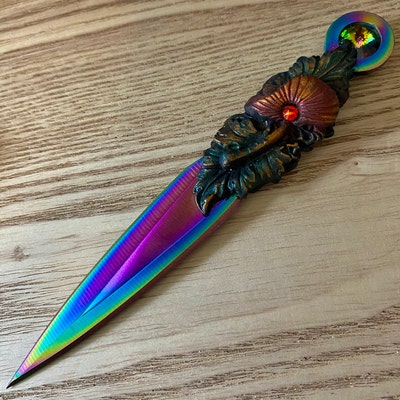 Mushroom Wiccan Athame Woodland Crystal Blade, Wicca Ritual Knife ...