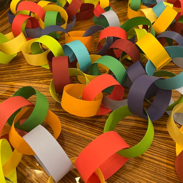 DIY Paper Chain Kits - Primary Rainbow - Red Orange Yellow Green Blue ...