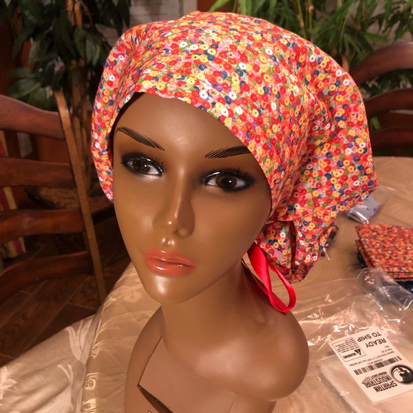 Scrub Cap Sewing Pattern Tutorial PDF Puffy Pixie Drawstring Tieback ...