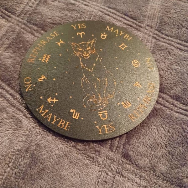 Black Cat Wood Pendulum Board | Laser Engraved | Divination | Scrying ...