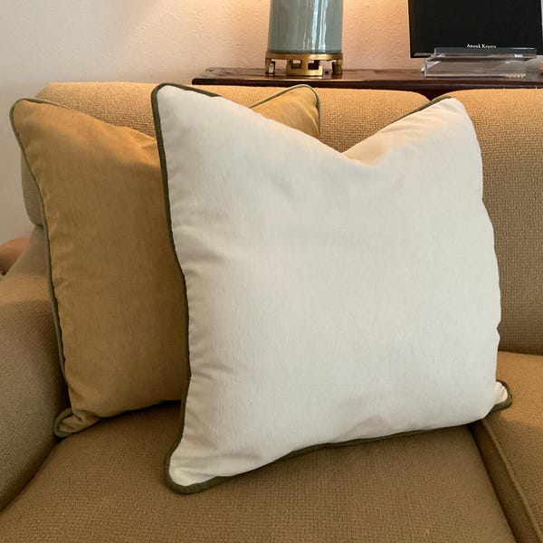 Piping Linen Pillow Cover, Throw Pillow With Piping, Personalized ...