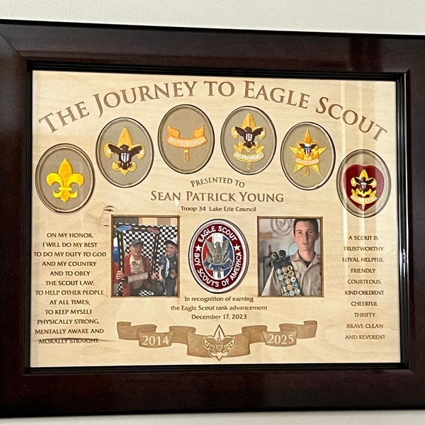 Journey to Eagle Plaque, 11x14 Wood Plaque, Eagle Scout Patches ...