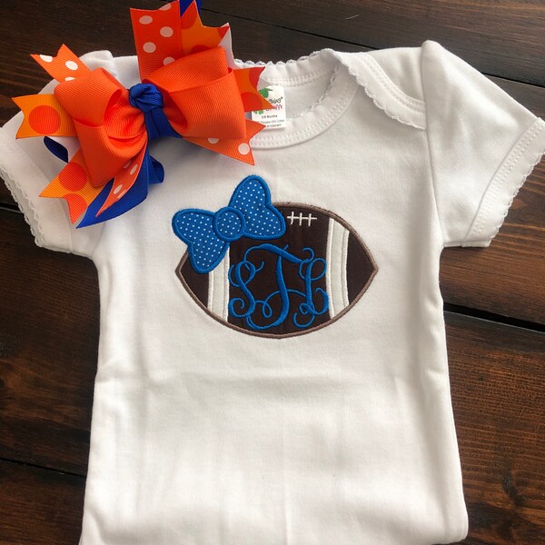 Monogram Girl Football Shirt - Girl Football Bodysuit - Girls Football ...