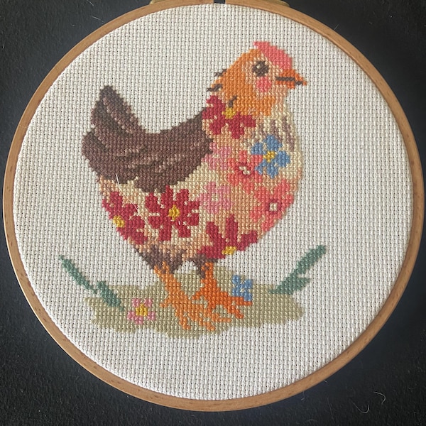 Floral Hen, Spring Chicken Cross Stitch Pattern PDF - Instant Download ...