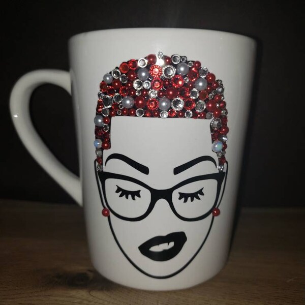 Mug, Bling Mug, Cup, Rhinestone Mug, Glass Rhinestones, Ceramic Mug ...