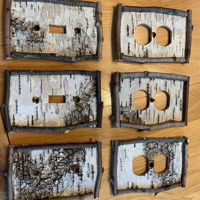 Birch Bark Switch Plate Covers, Light Switch Cover, Receptacle and ...