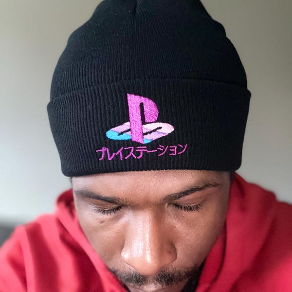 Ghost Type 90s Anime Embroidered Beanie - Etsy