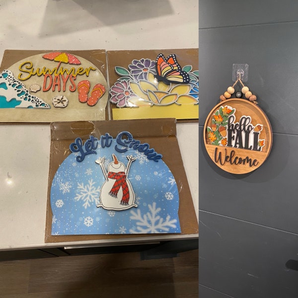 Welcome Sign With Interchangeable Inserts, Front Door Decor, 11 Inch ...