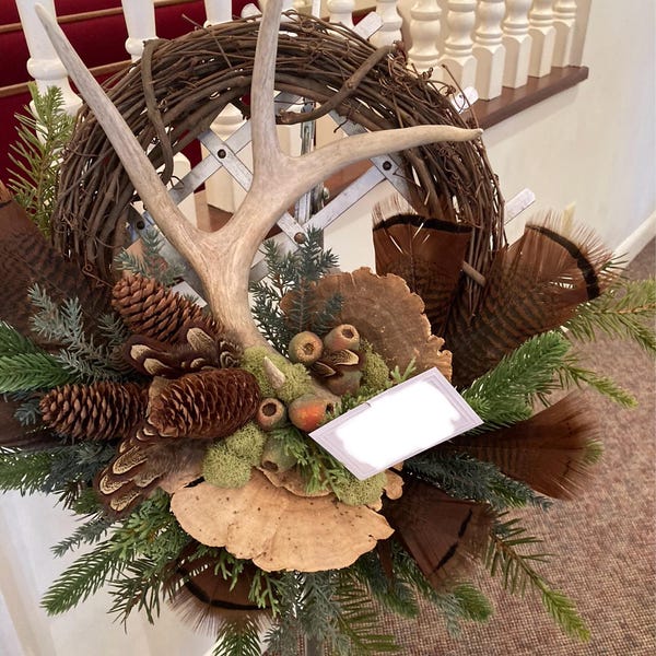 Antler Wreath-deer Antler Floral-deer Antler Wreath-woodland Wreath ...