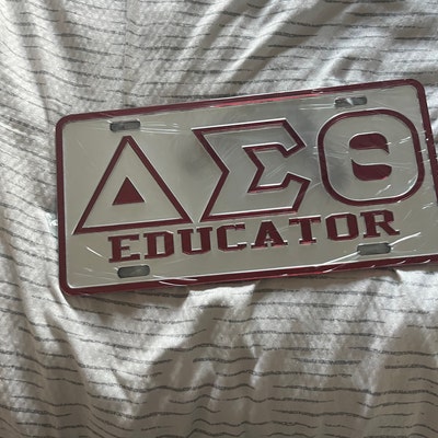 DST Delta Sigma Theta Script License Plate Silver Background Red ...