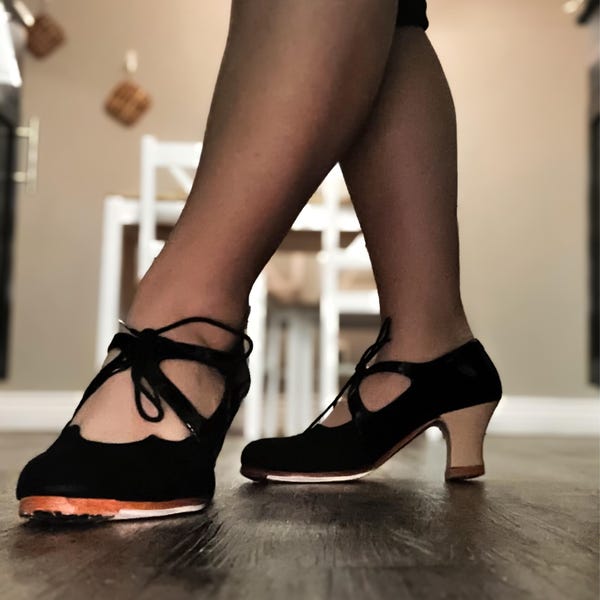 Flamenco Shoes Professionals Brand New Candor Black Leather Suede ...