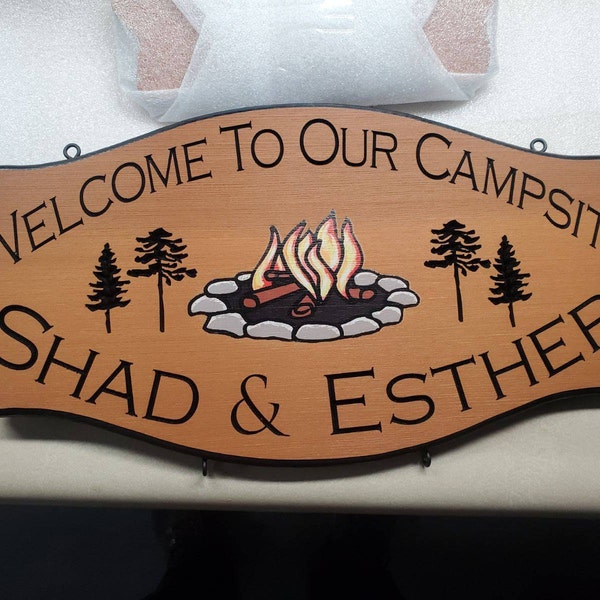 Custom RV Carved Camp Signs Etsy Family Name Sign W Sign Holder Option ...