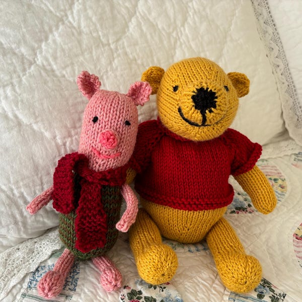 Pooh Bear and Piglet Knitting Patterns for Soft Toys - Classic Handmade ...