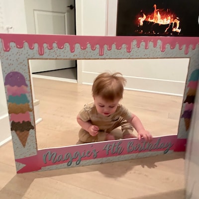 PRINTABLE Ice Cream Photo Booth Frame, Pastel Ice Cream Photo Booth ...