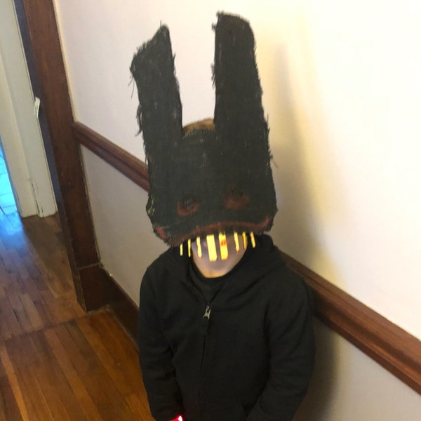 Creepy Rabbit Mask, Scary Masquerade Mask, Black Burlap Evil Bunny Mask ...