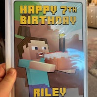 PERSONALISED BIRTHDAY CARD Steve Cake Minecraft Themed - Etsy Canada