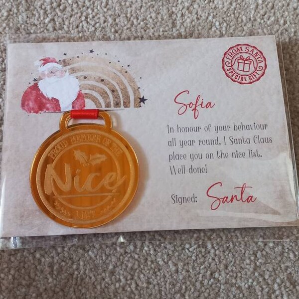 Nice List Medal, Santa Gift, Christmas Eve Box Filler, Tradition Gift ...
