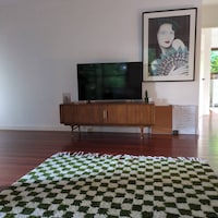 Large Green and White Checkered Rug, Moroccan Berber Checkered Rug ...