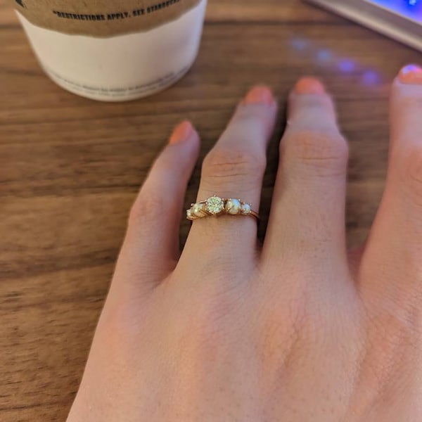 Seraphic Ring, Gold Ring, Engagement Ring, Wedding Band, Pearl Ring - Etsy