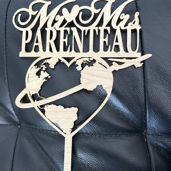 Travel World Map Wedding Cake Topper With Name, World Map Cake Topper ...