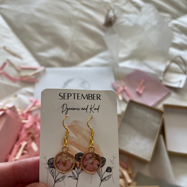 Handmade Birth Month Earrings Design 3, Real Flower Gift for Her ...