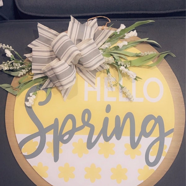 Hello Spring Door Hanger | Front Door Decor | Spring Door Sign | Spring ...