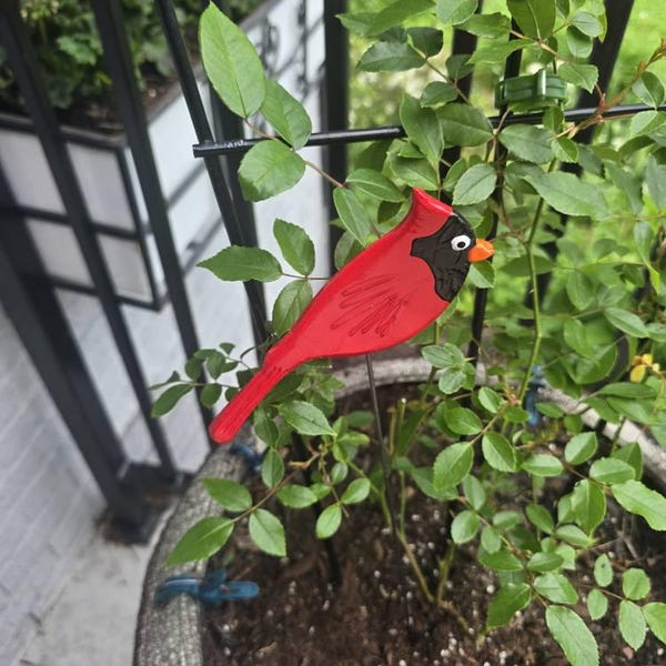 Red Cardinal Garden Yard Bird,red Birds Garden Decor,cardinal Plant ...
