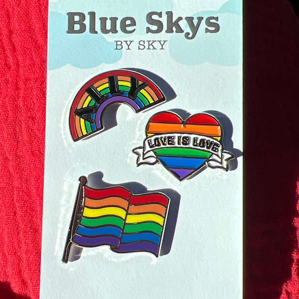 LGBTQ+ Rainbow Pride Pin Set, Flag Love is Love ALLY Lapel Pins Pack of ...