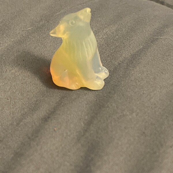 36 Stone, 2" Crystal Wolf Hand Carving, Quartz Crystal, Mineral ...