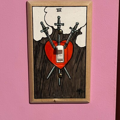 Hand Painted Tarot Card Light Switch Cover Three of Swords Lightswitch ...