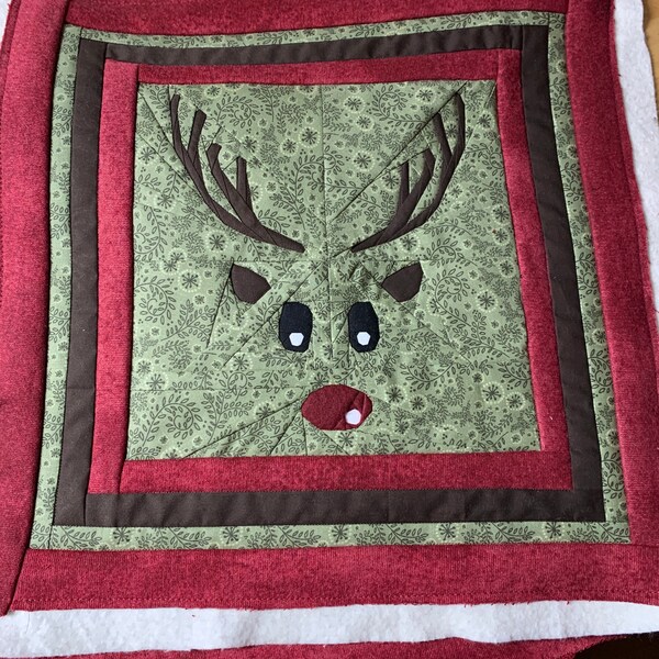 Red Nosed Reindeer, Foundation Paper Piecing Pattern (FPP), Quilt Block ...