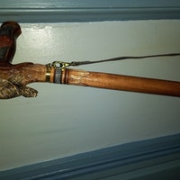 Wooden Cane With Dog German Shepherd Dog Carved Handle and Clean Shaft ...