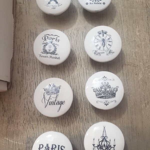 NEW Vintage Drawer Knobs Pulls Paris France Shabby Chic Cottage French ...