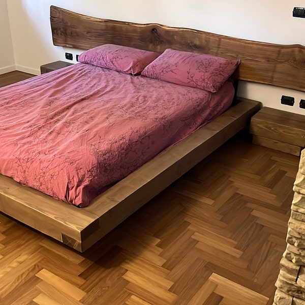 Rustic Wood Bed 160 Cm Width, From Wooden Beams, Model Cristian ...