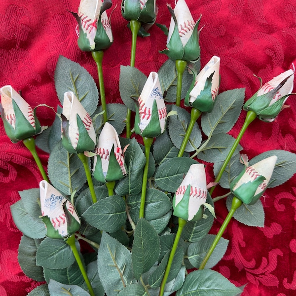 A Dozen Handmade Baseball Roses Made From Professional Baseballs - Etsy