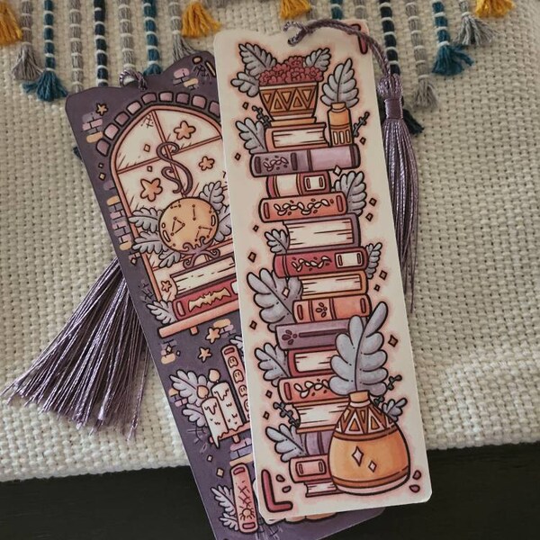 2"x6" Witch Library Halloween Bookmark With Tassel, Spooky Aesthetic ...