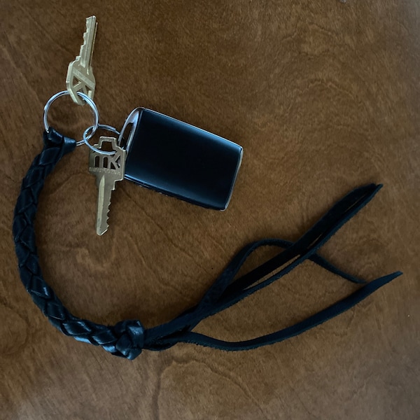 Long Brown Braided Leather Keychain Round Braid With Turk's Head Knot ...