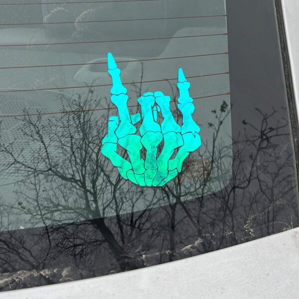 Skeleton Hand Decal Sticker, Holographic Sticker, Holographic Car Decal ...