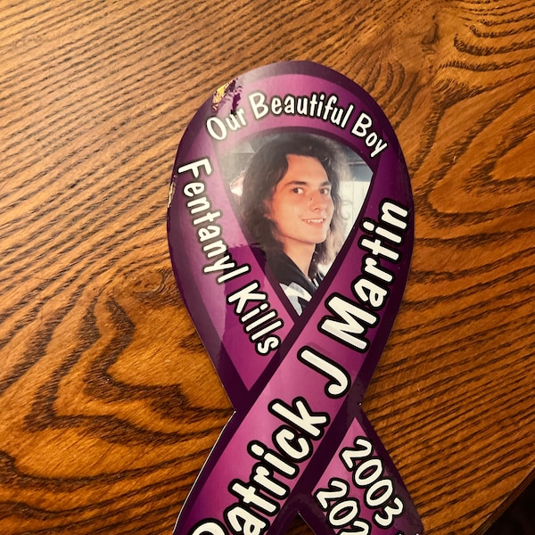 Personalized Opioid and Overdose Awareness Ribbon Magnet - Add Photo or ...