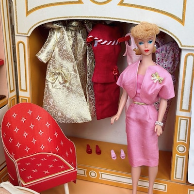 Pink Silk Bolero Strapless Sheath Dress Outfit for Vintage Barbie ...
