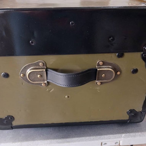Antique Trunk Handle Kit Black Loop Style, Leather Trunk Handles, Nails ...
