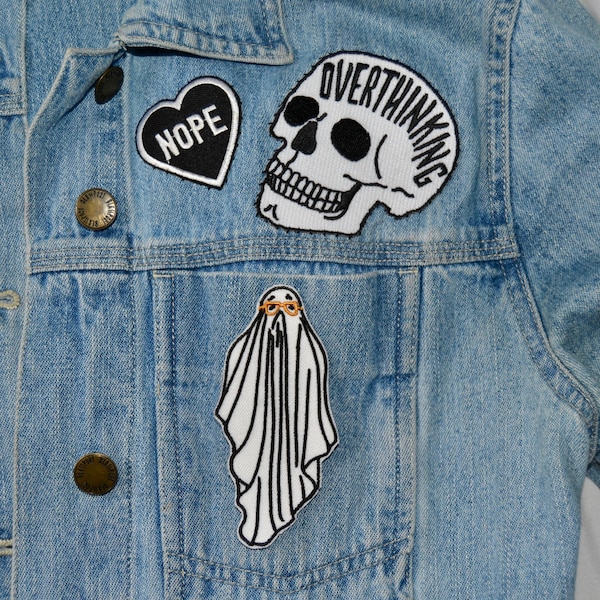 Overthinking Embroidered Patch. Mental Health Patch. Anxiety Skull ...
