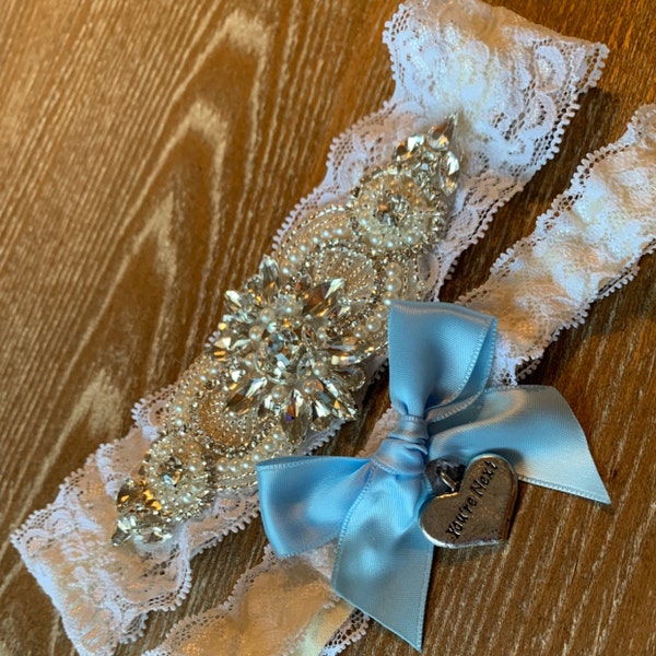 Vintage Wedding Garter Blue, Blue Bridal Garter Set, Something Blue ...