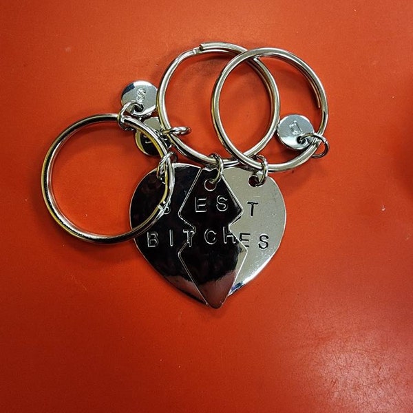Personalized 3 Best Friends Keychains, Best Bitches Kechains, 3 BFF Key ...
