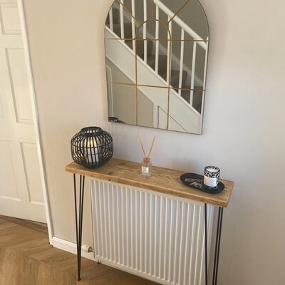 RUSTIC CONSOLE TABLE narrow Radiator Cover, Recycled Scaffold Board ...