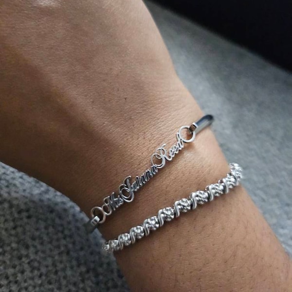 Custom Bangle Bracelet - Name Bangle - Personalized Bangle - Gold Name ...