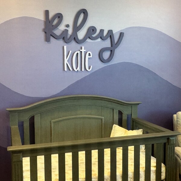 Custom First and Middle Name Sign - Wooden Name Sign for Two Names ...